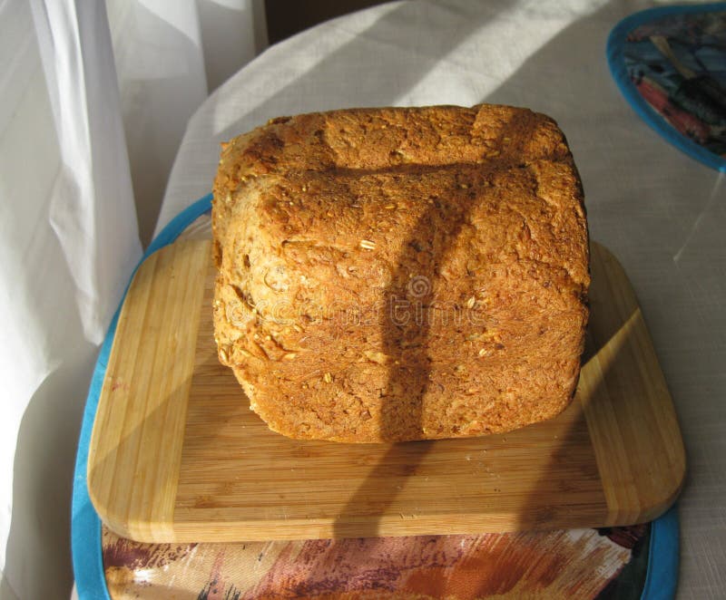 Square Loaf of Bread from the Bread Machine on the Table Stock Image ...