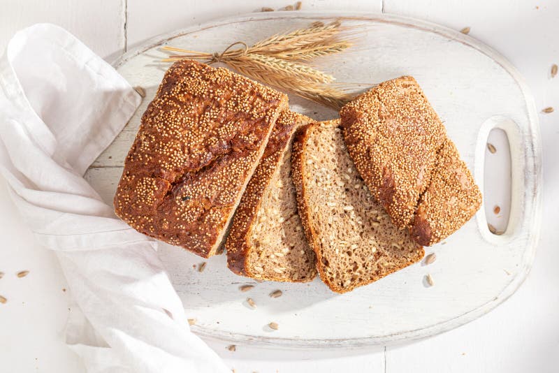 Square Loaf of Rye Bread Baked with Rye and Barley Stock Image - Image ...