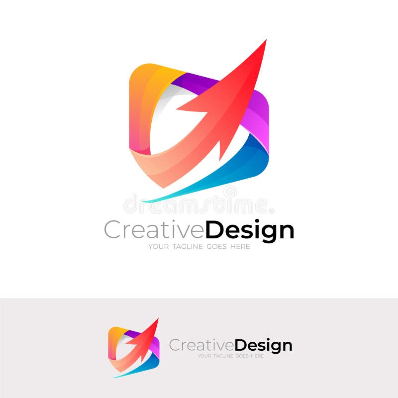 Square Logo and Arrow Design Template, Up Icons Stock Vector ...