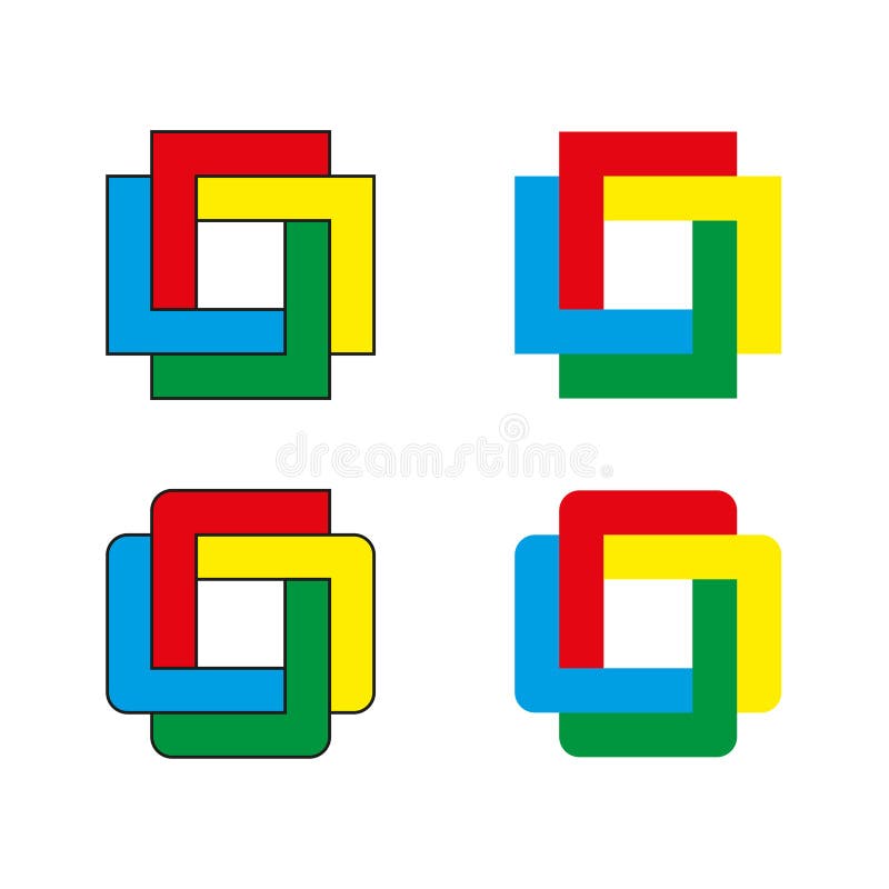 Square Loop Icon. Colorful Block Form. Interlocking Ribbon Shape ...