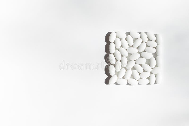 Square Made of White Pills on a Sunny White Background Stock Image ...