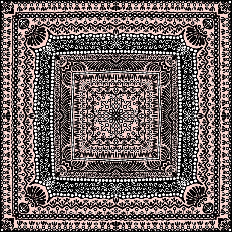 Intricate Lace Pattern Square Mandala Tile Stock Illustration ...