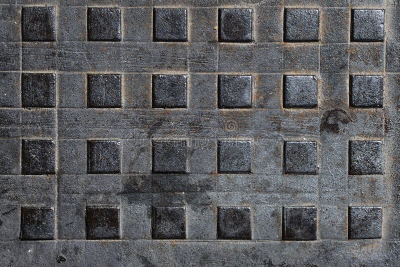 Square Manhole Cover Texture. Top View Stock Image - Image of ...