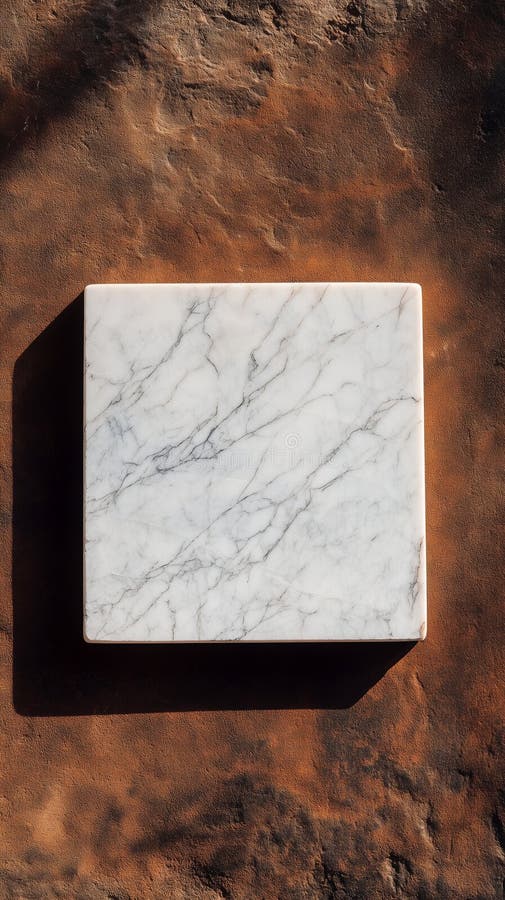 Square Marble Slab on Rustic Surface: Aesthetic Texture Contrast in ...