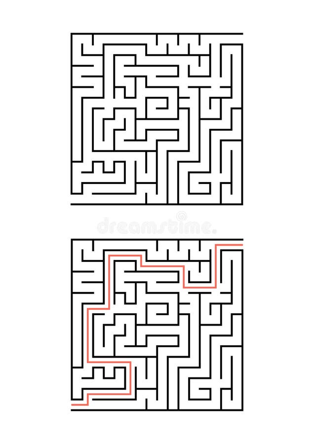 A Square Maze for Children. Simple Flat Vector Illustration Isolated on ...