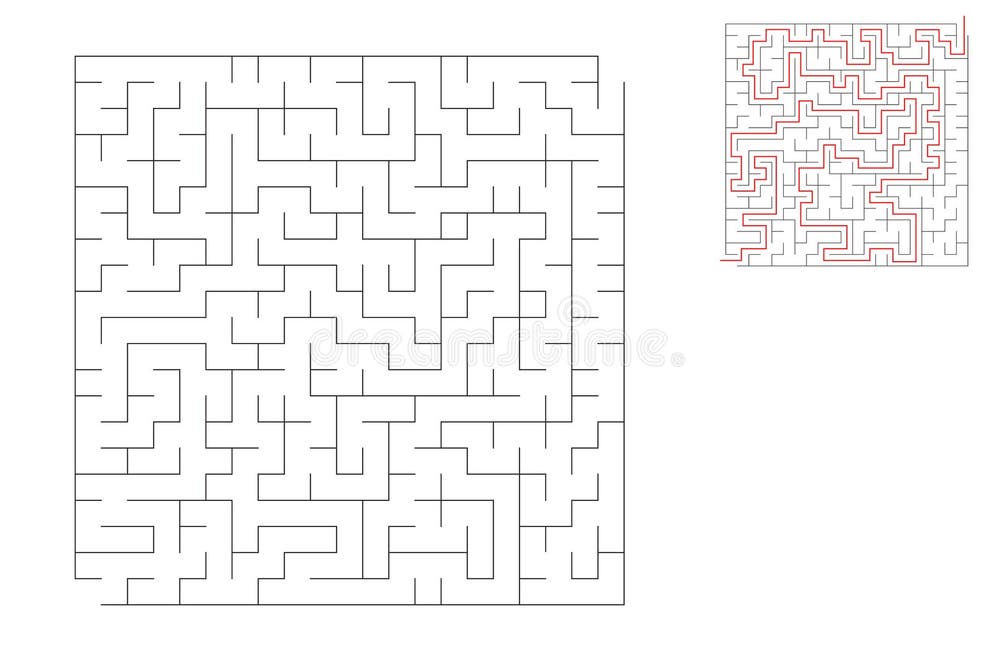 The Square Maze Has an Entrance and an Exit. Maze with the Answer, the ...