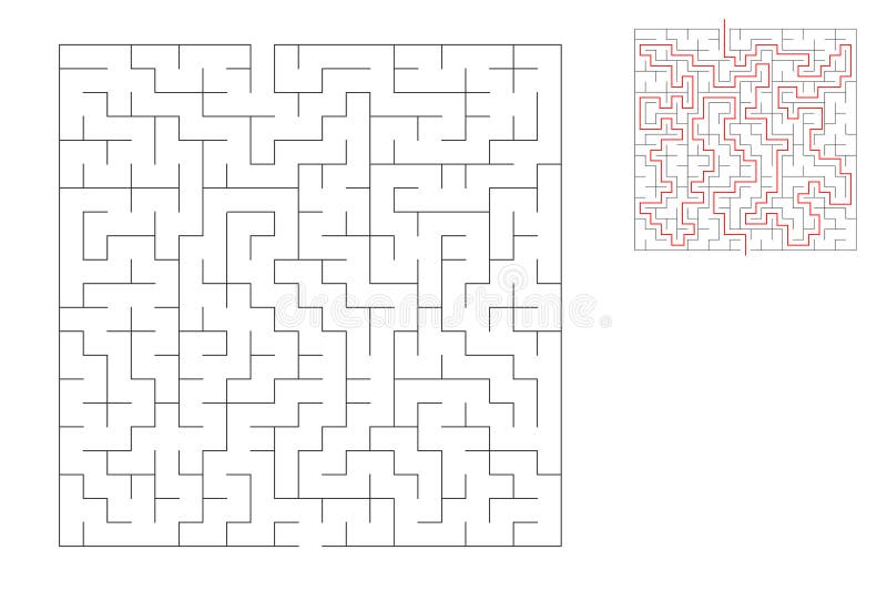The Square Maze Has an Entrance and an Exit. Maze with the Answer, the ...
