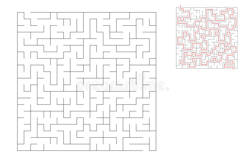 The Square Maze Has an Entrance and an Exit. Maze with the Answer, the ...