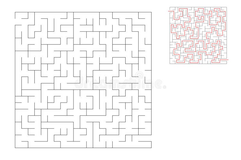 The Square Maze Has an Entrance and an Exit. Maze with the Answer, the ...