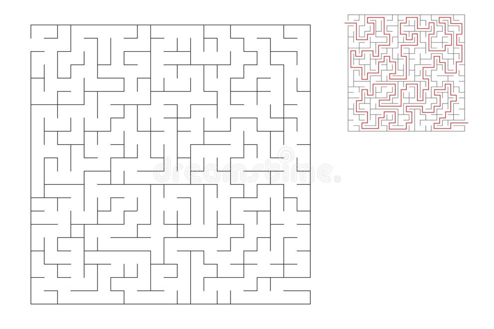 The Square Maze Has an Entrance and an Exit. Maze with the Answer, the ...