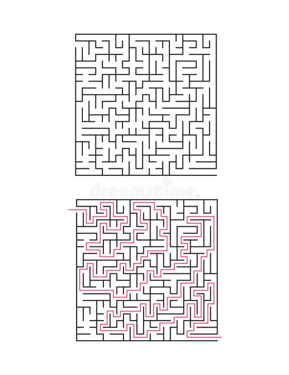 The Square Maze Has an Entrance and an Exit. Maze with the Answer, the ...