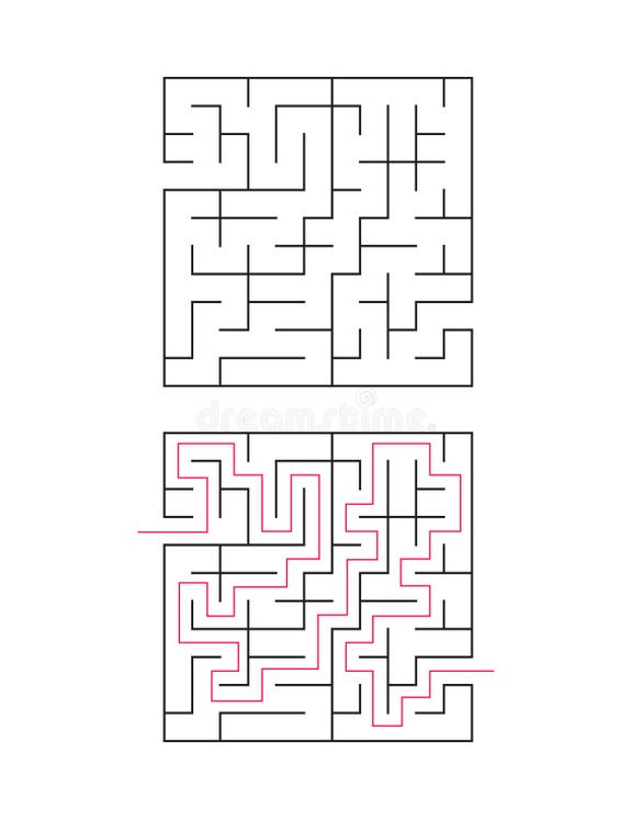 The Square Maze Has an Entrance and an Exit. Maze with the Answer, the ...