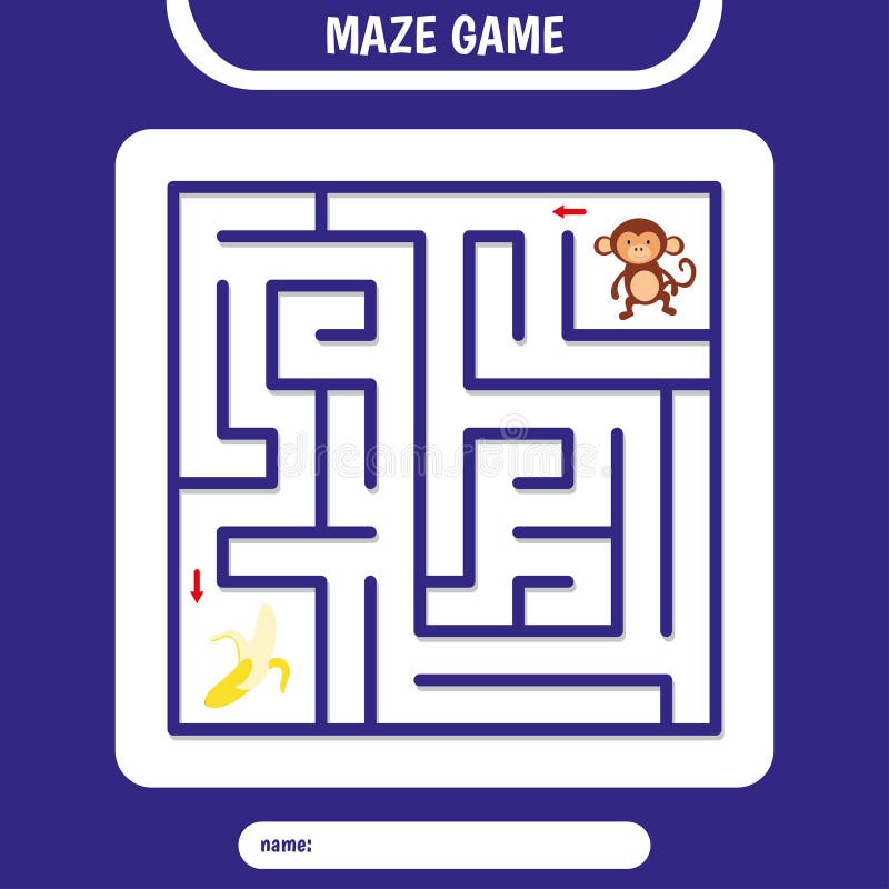 Square Maze for Kids. Simple Logic Labyrinth Game Challenge Stock ...
