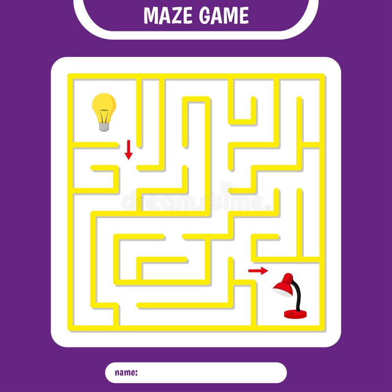 Simple Maze Abstract Game with Answer. Easy Labyrinth for Kids Stock ...
