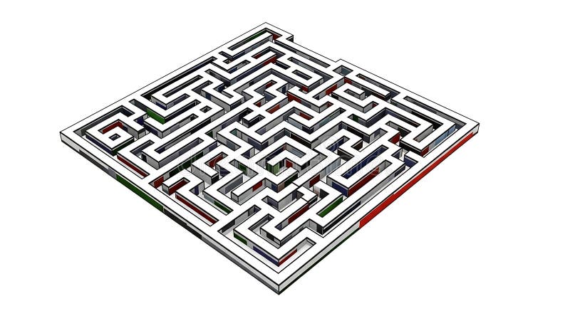 Square Maze Structure Featuring Interconnected, Narrow Pathways Bounded ...
