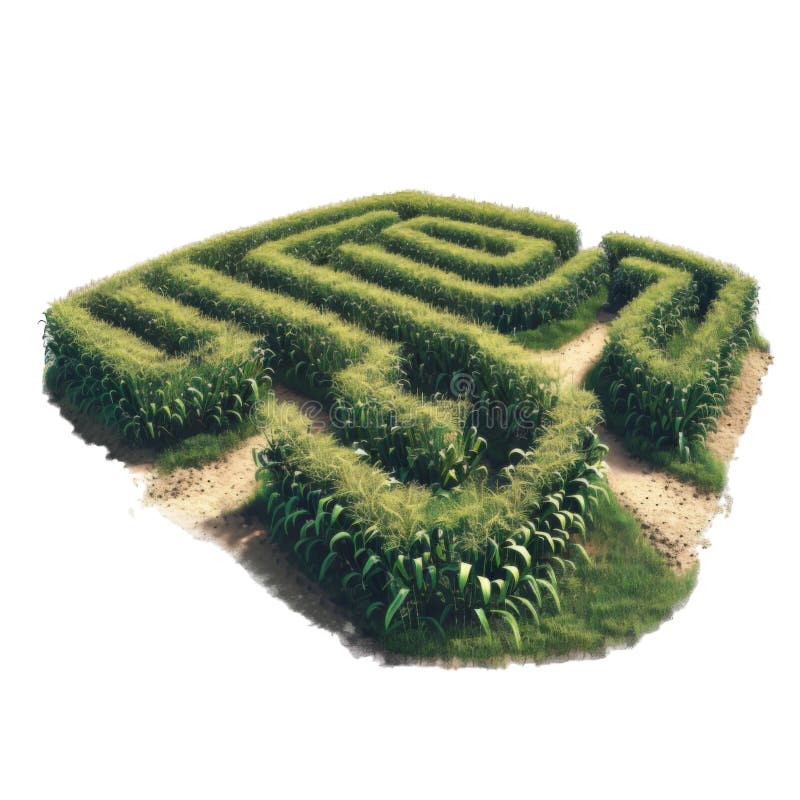 A Square Maze of Tall Green Plants on a Dirt Path Stock Illustration ...