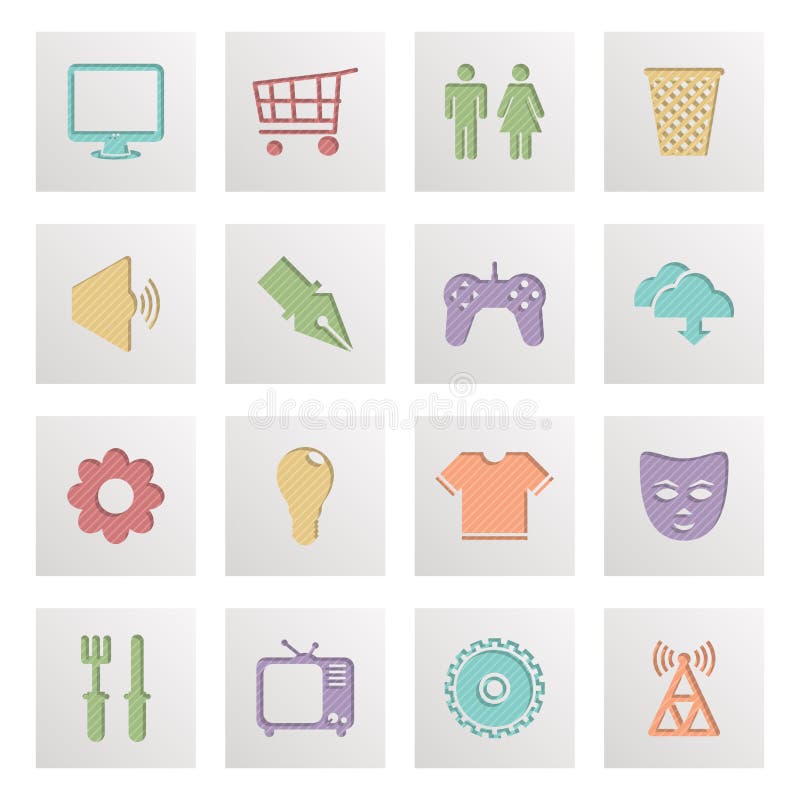 Square media icons stock vector. Illustration of icon - 42357452
