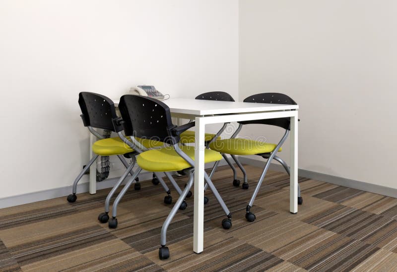 Square Meeting Table with Chairs Stock Image - Image of shiny ...