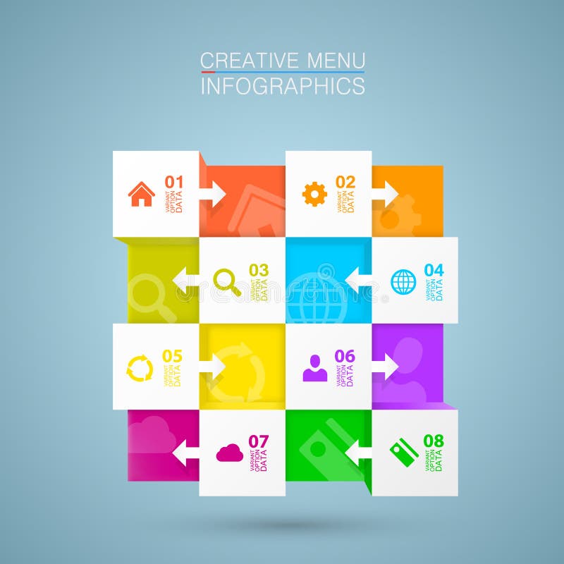 Square Menu Icons for Infographic Stock Vector - Illustration of ...