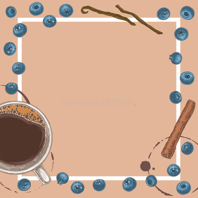 Square Menu Template with Coffee and Blueberry Stock Vector ...