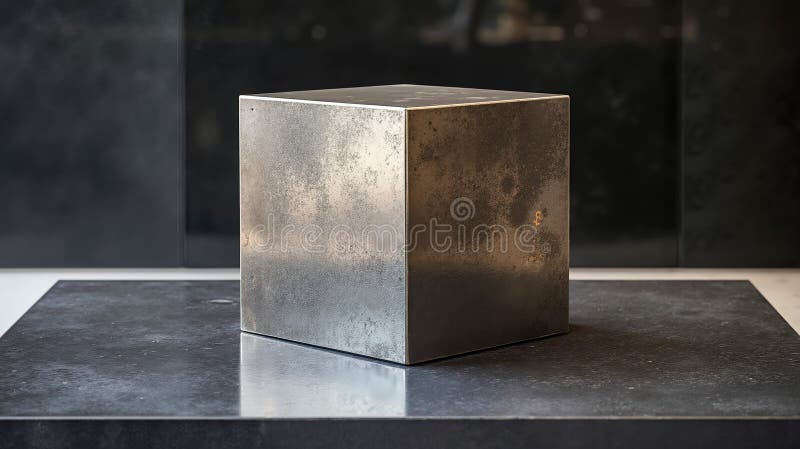 A Square Metal Object Sitting on Top of a Table Stock Image - Image of geometric, reflective ...
