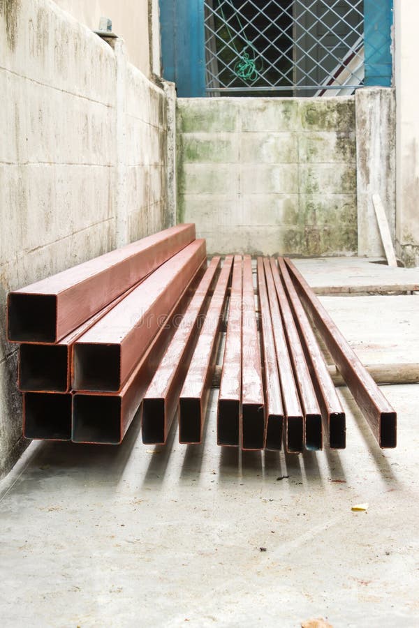 Square of Metal Tube for Building House. Stock Image - Image of heavy ...