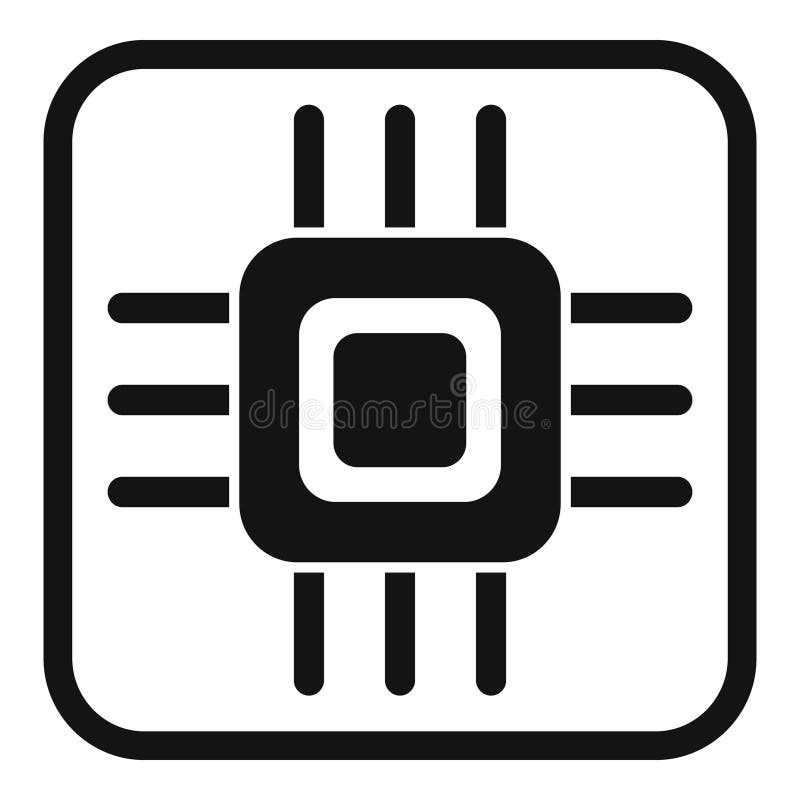 Square Microchip with Contacts Connecting on Circuit Board Stock Vector ...