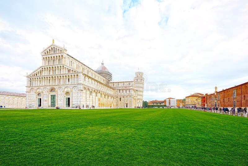 Square of Miracles and the Leaning Tower of Pisa, Super-wide Stock ...