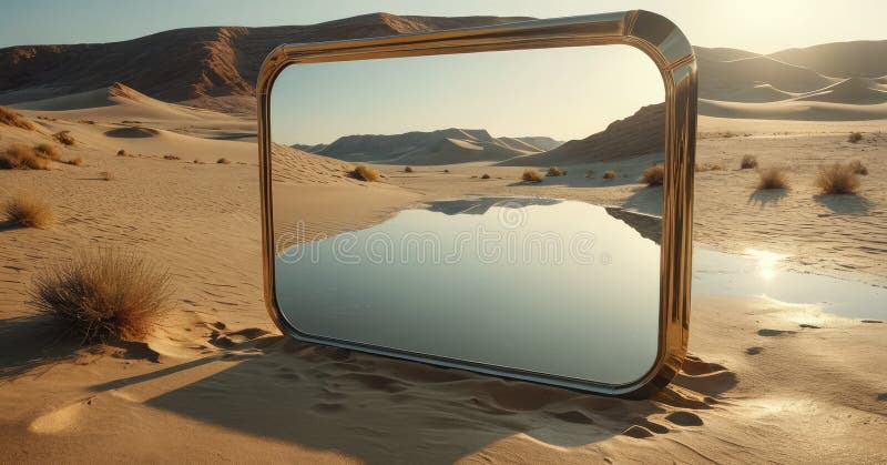 A Square Mirror is Placed in the Middle of a Desert, Reflecting the ...