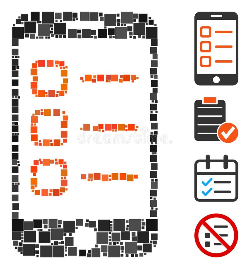 Mobile List Mosaic and Scratched Revised Watermark with Lines Stock ...