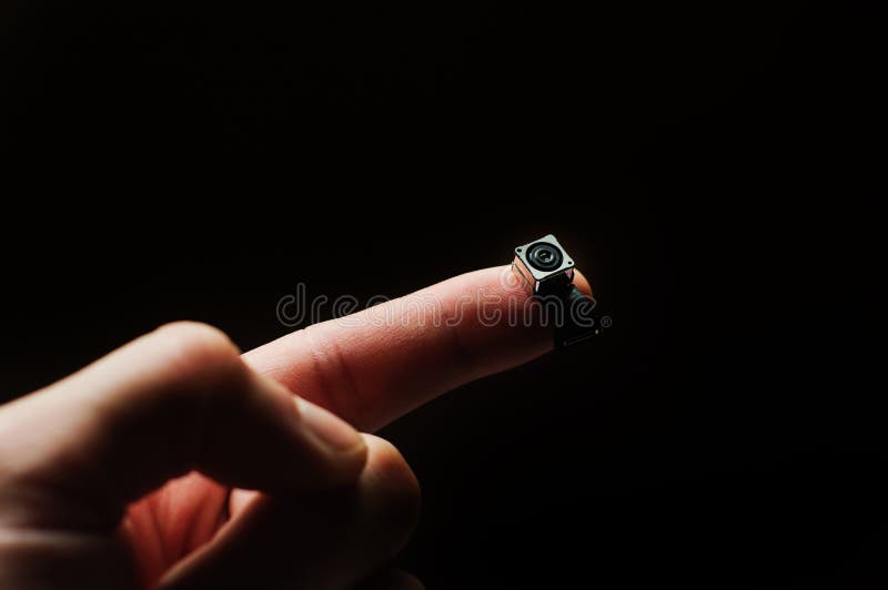 Small Camera for Spying on People with a Connection Cable, Close-up ...