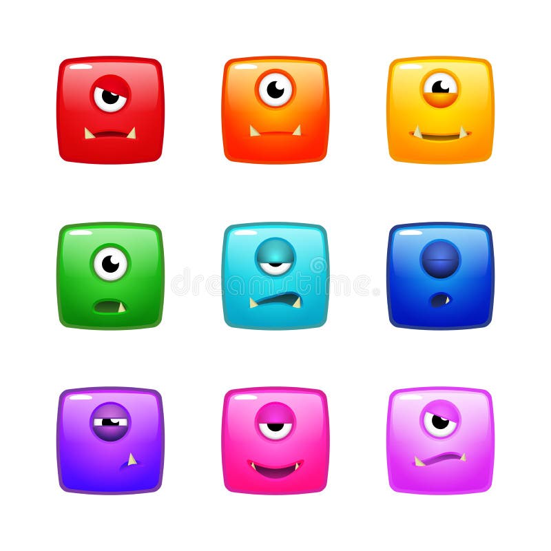 Square Monsters stock vector. Illustration of style, space - 8553719