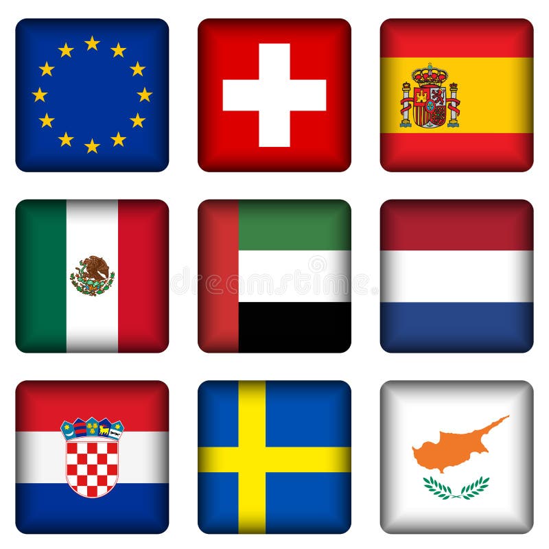 Flags square icon set 5 stock vector. Illustration of british - 6641622