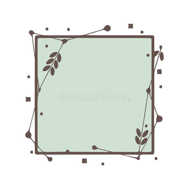 Square Nature Geometric Frames with Leaves Made from Lines and Dots ...