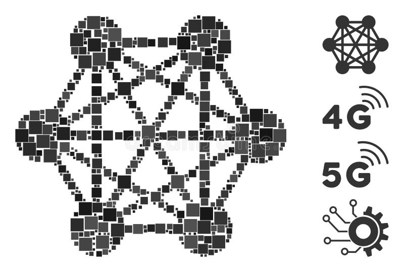 Square Network Relations Icon Vector Collage Stock Vector ...