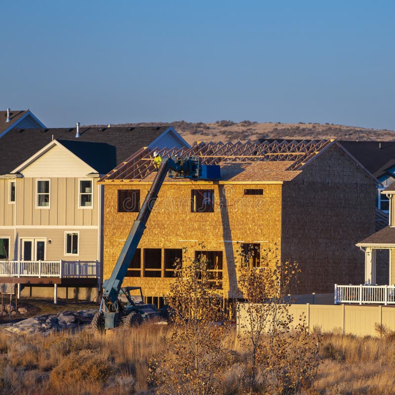 Square New Homes in a Modern Housing Development Stock Image - Image of ...