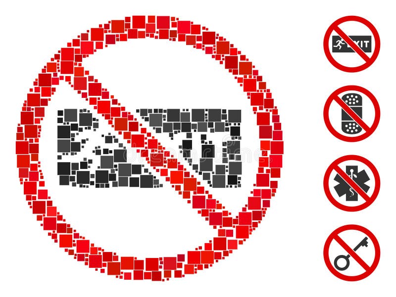 Square No Exit Icon Vector Collage Stock Vector - Illustration of ...