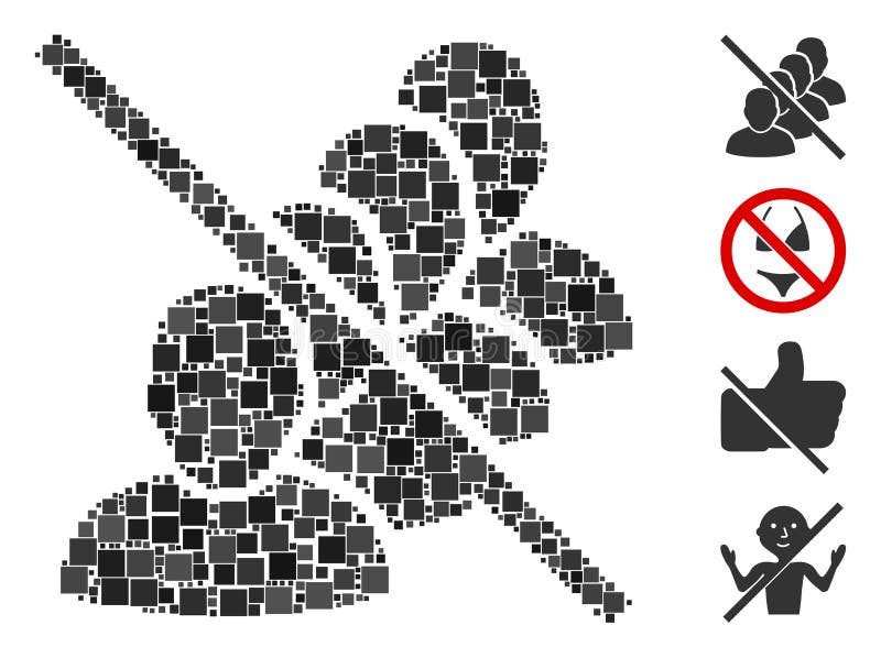 Square No People Queue Icon Vector Collage Stock Vector - Illustration ...