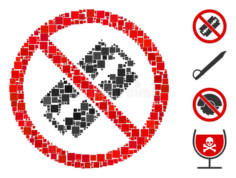 Square No Razor Blade Icon Vector Collage Stock Vector - Illustration ...
