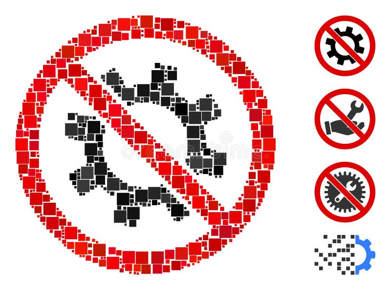 Square No Service Gear Icon Vector Mosaic Stock Vector - Illustration ...