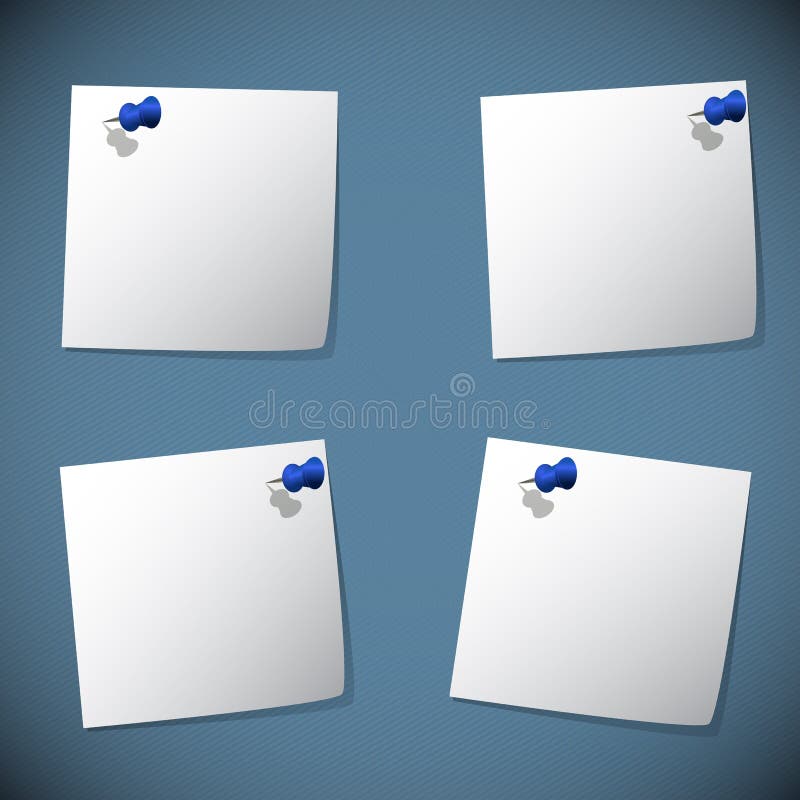 Square Note Papers with Blue Pin Stock Vector - Illustration of message ...