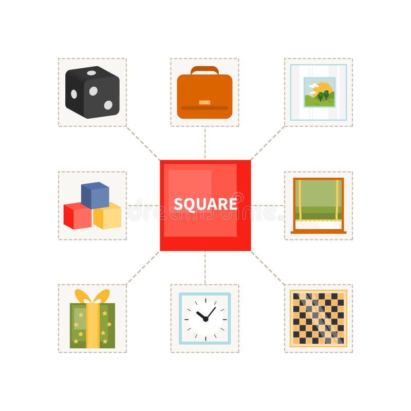 Square Objects for Children Stock Vector - Illustration of education ...