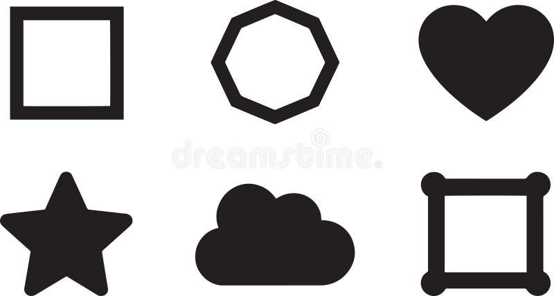 Square, Octagon, Heart, Star, Cloud, and Rounded Square Icons on ...