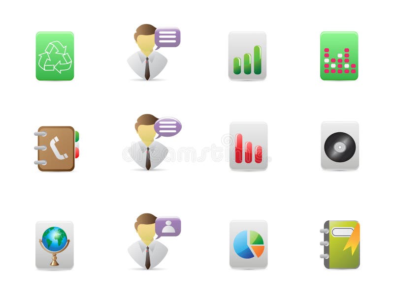 Square office icons set stock vector. Illustration of earth - 22272925