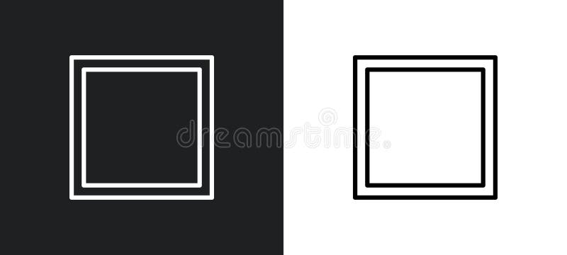 Square Outline Icon in White and Black Colors. Square Flat Vector Icon ...
