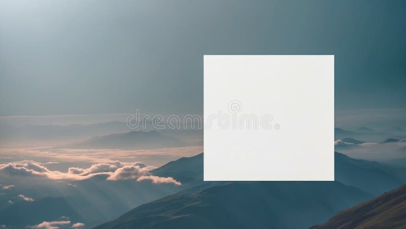 Square Overlay on Mountain Landscape with Clouds Stock Illustration ...