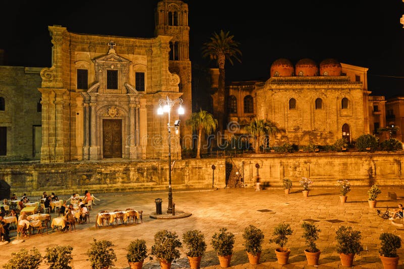 A Square in Palermo on a Summer Evening. Editorial Photo - Image of villages, houses: 144398056