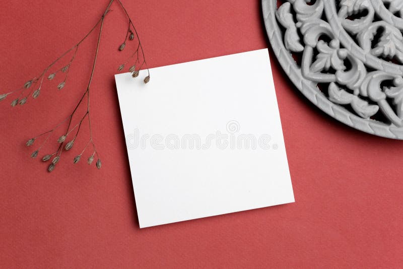 Square Paper Card Mockup with Copy Space for Card Design Presentation ...