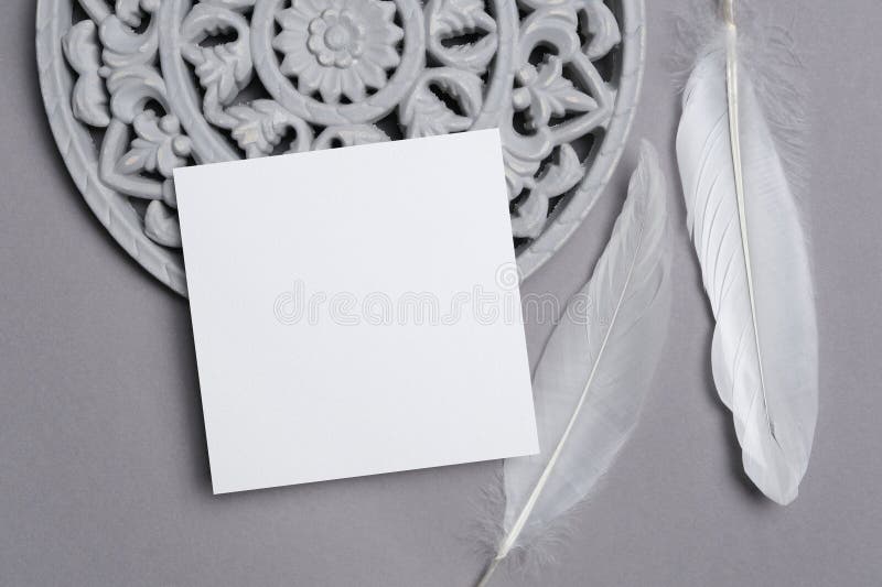 Square Paper Card Mockup with Trendy Decor and Copy Space for Card ...