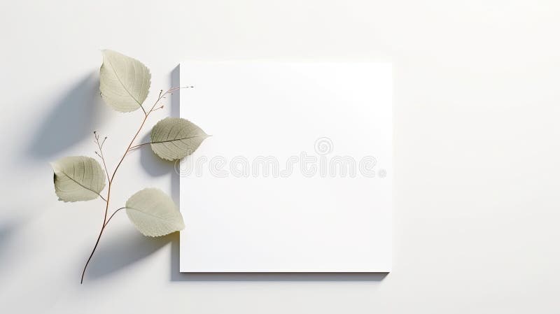 Square Paper Mockup with Realistic Shadows Overlays Leaf. Stock Image ...